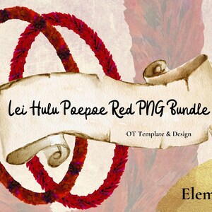 Red Lei Hulu Poepoe Hawaiian PNG Frame Bundle Digital Instant - Etsy