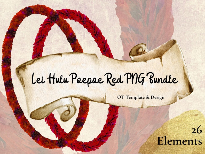 Red Lei Hulu Poepoe Hawaiian PNG Frame Bundle Digital Instant - Etsy