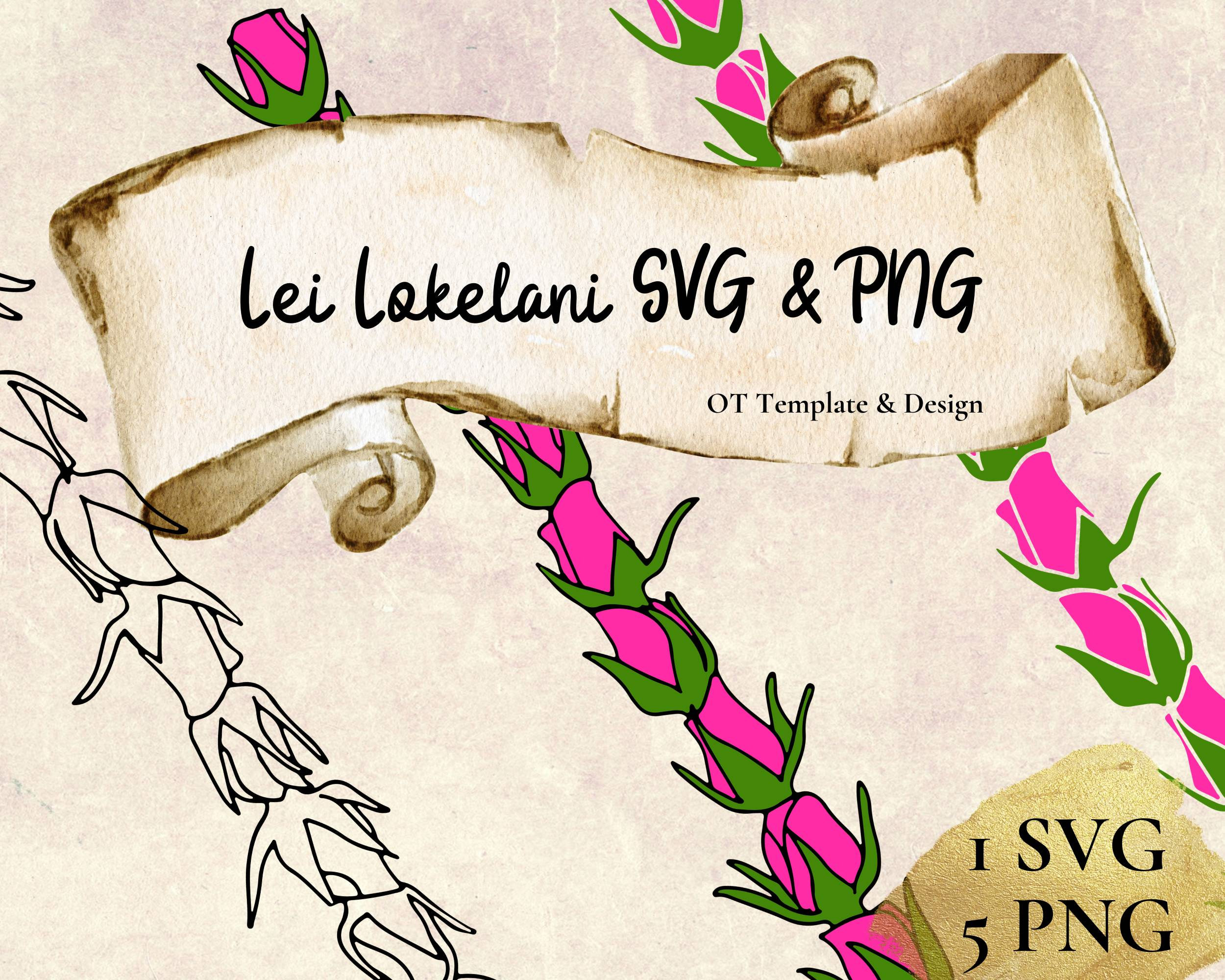 Lokelani Lei SVG & PNG, Rose Garland Clipart Bundle, Hawaiian Flower ...