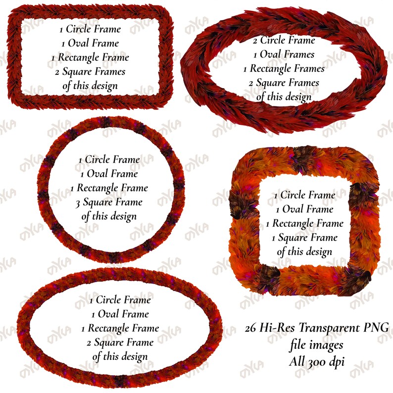 Red Lei Hulu Poepoe Hawaiian PNG Frame Bundle Digital Instant - Etsy