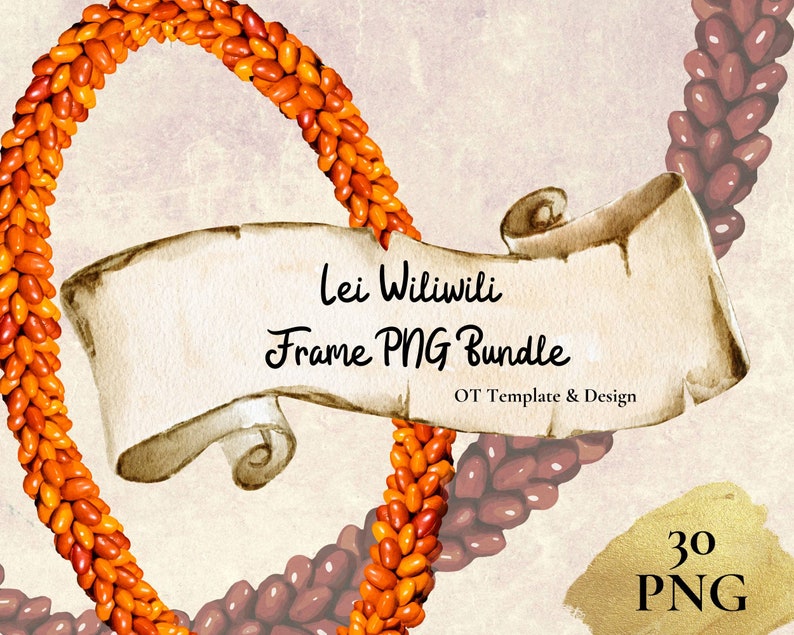 Wiliwili Lei, Hawaiian PNG Frame Bundle, Digital Instant Download - Etsy