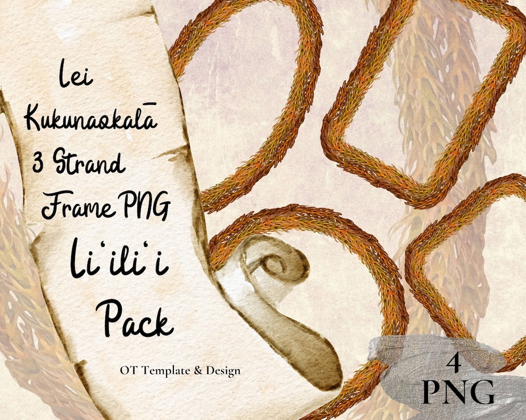 Kukunaokala 3 Strand Lei, Hawaiian Flower Borders PNG Bundle, Instant ...