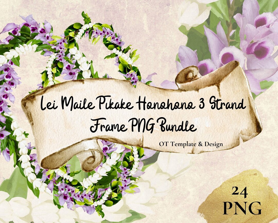 Maile Pikake Honohono 3 Strand Twist Lei, Hawaiian Flower Frame PNG ...