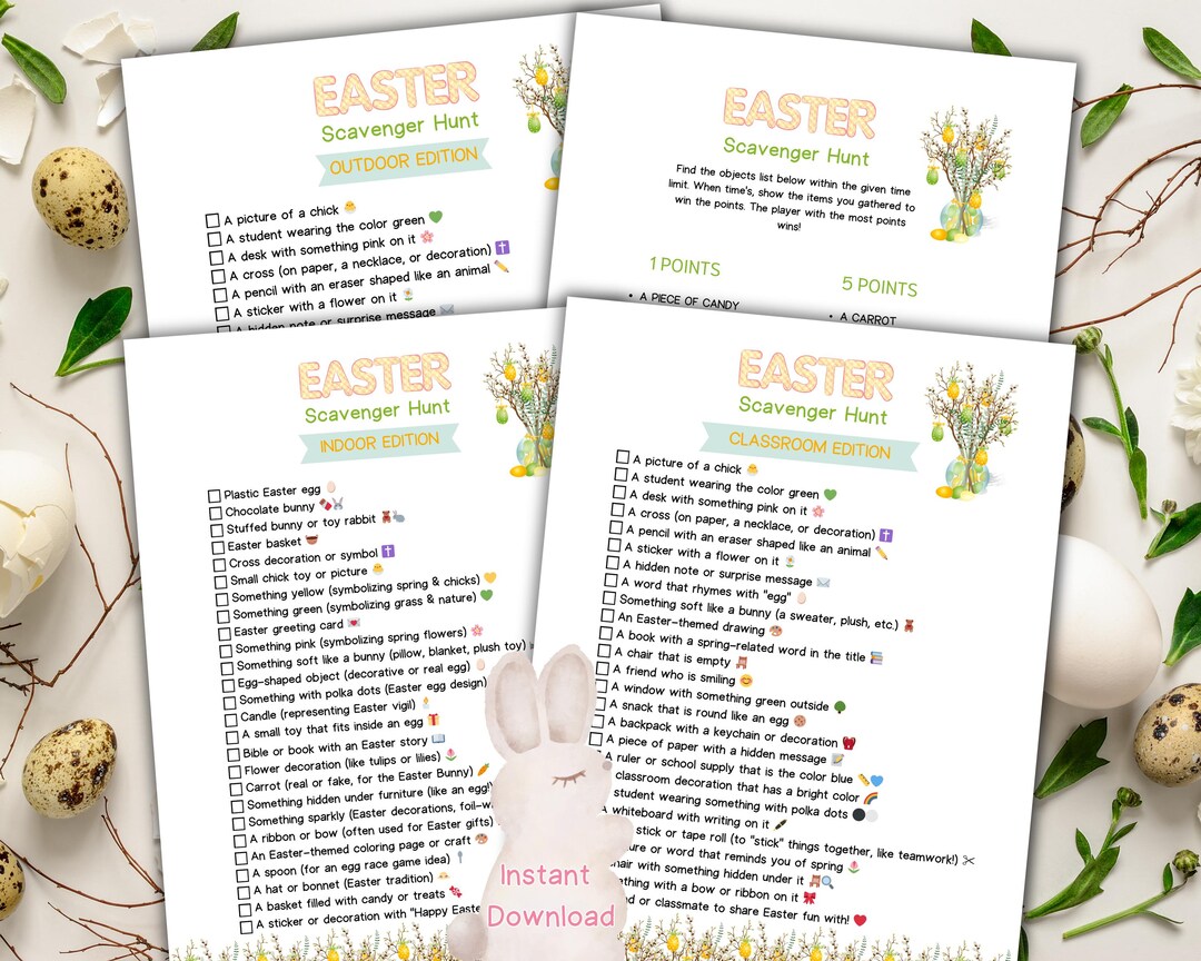 Easter Scavenger Hunt, Printable Scavenger Hunt, Sunday School Craft ...