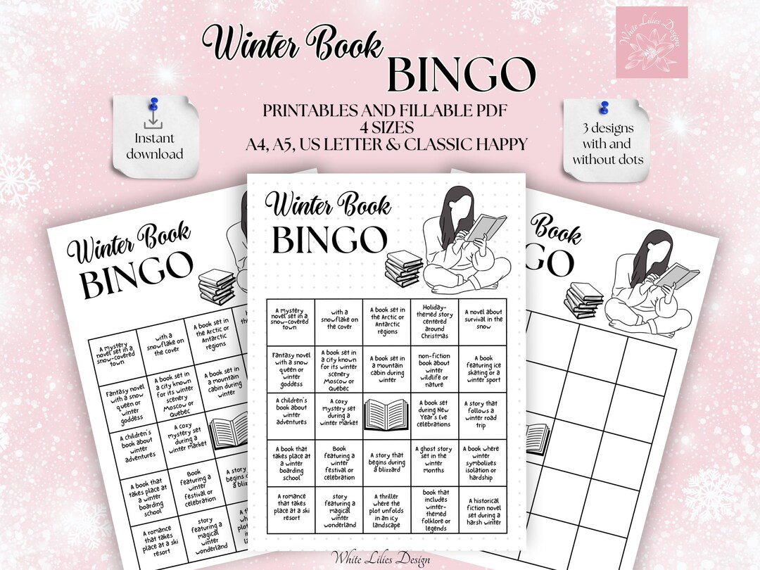 Book Bingo, Book Club Games, Printable Christmas Bingo, Book Bingo ...