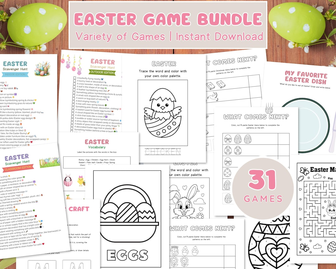 Easter Scavenger Hunt, Color by Number, Sunday School Craft, Word Games ...