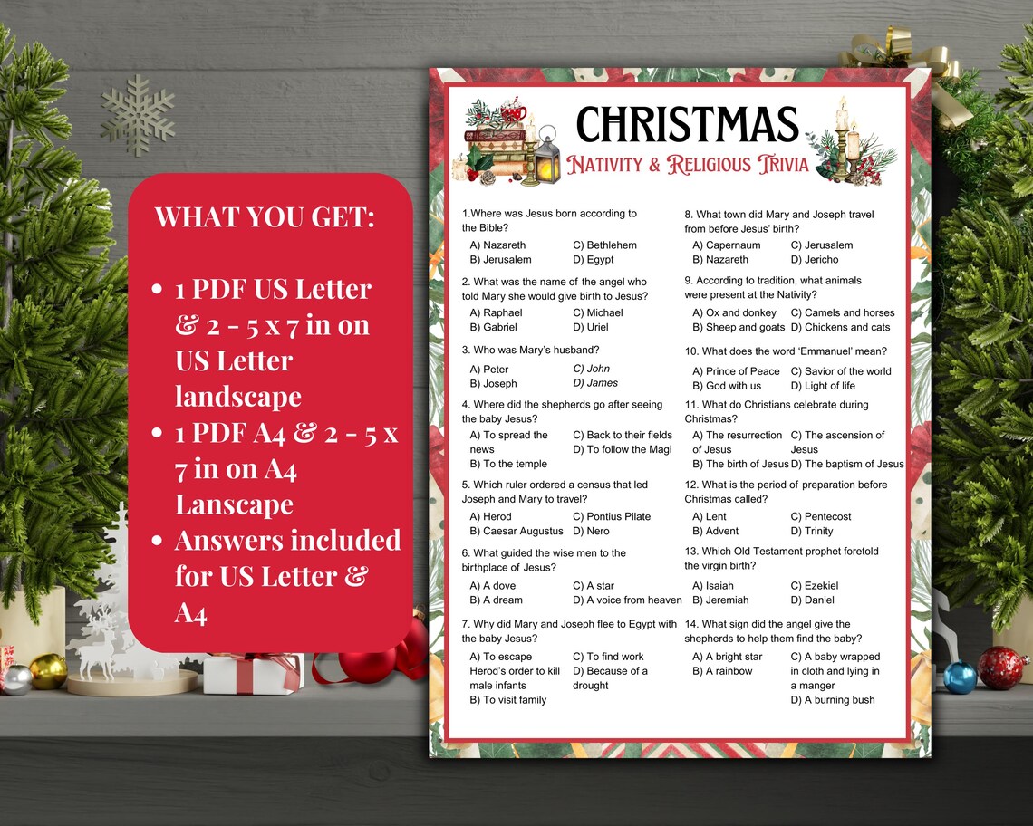 Christmas Trivia Game: Holiday Party, Family Reunion (printable Games ...