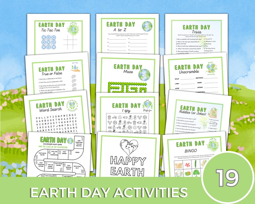 Earth Day Games Bundle, Scavenger Hunt, Spring Trivia, Earth Day Craft ...