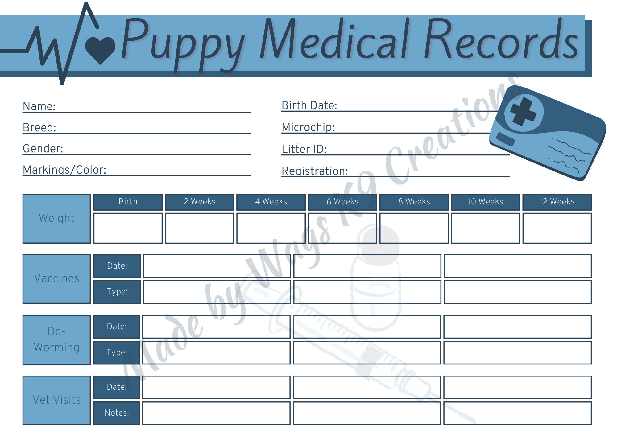 Digital Puppy Forms|fillable Puppy Forms|puppy Birth Certificate|dog ...