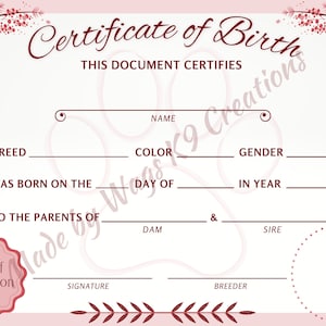 Digital Puppy Forms|fillable Puppy Forms|puppy Birth Certificate|dog ...