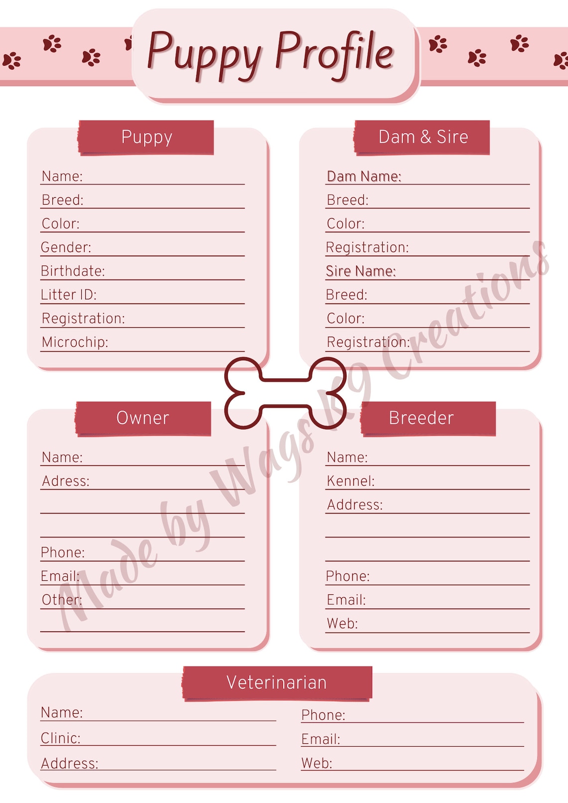 Digital Puppy Forms|fillable Puppy Forms|puppy Birth Certificate|dog ...
