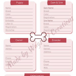 Digital Puppy Forms|fillable Puppy Forms|puppy Birth Certificate|dog ...