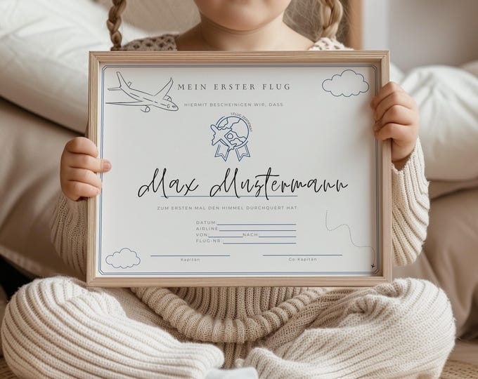 First Flight Certificate for Kids, Toddler's First Flight Award, First ...