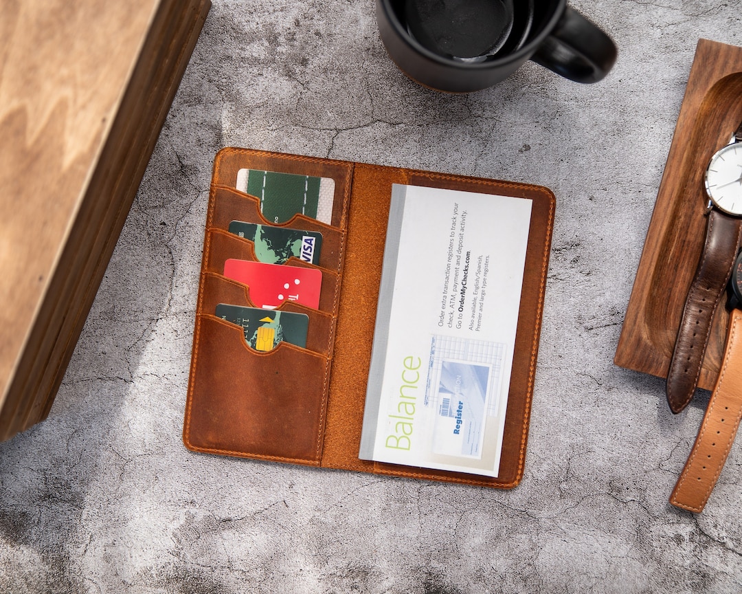 Personalized Leather Checkbook Wallet, Checkbook Holder, Office Gift ...