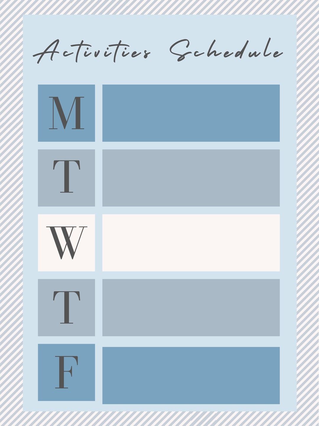 Activities Schedule Printable, Organization, Customizable, Kids, Moms ...