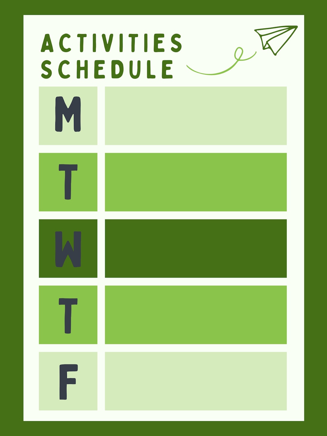 Weekly Activities Schedule Printable, Organization, Customizable, Kids ...