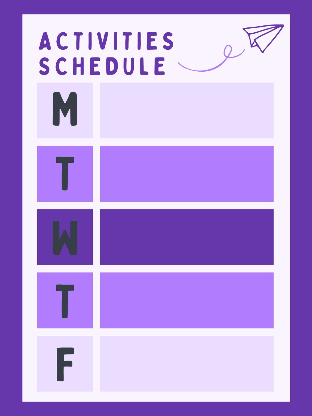 Activities Schedule Printable, Organization, Customizable, Kids, Moms ...