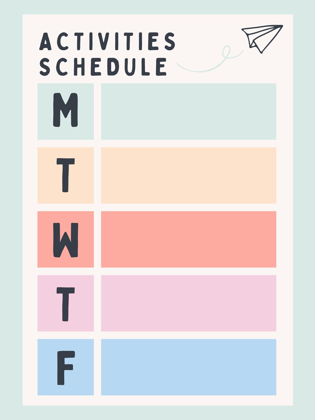 Activities Schedule Printable, Organization, Customizable, Kids, Moms ...