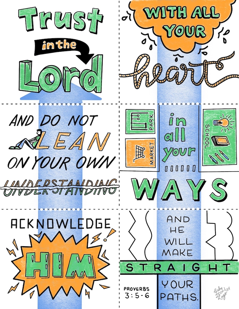 Trust in the Lord With All Your Heart… Proverbs 3:5-6 Coloring Page - Etsy