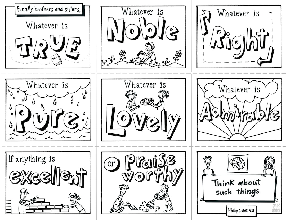 Whatever Is… Philippians 4:8 Printable Coloring Page - Etsy