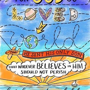 For God so Loved the World. John 3:16 Coloring Page, Printable - Etsy