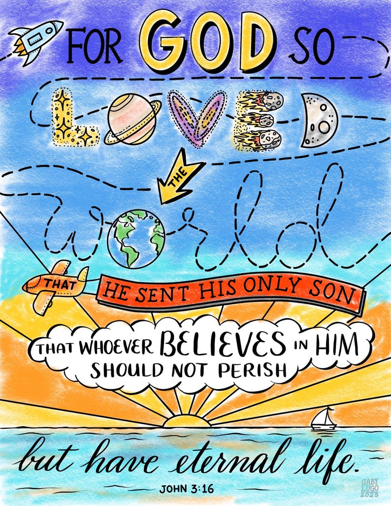 For God so Loved the World. John 3:16 Coloring Page, Printable - Etsy
