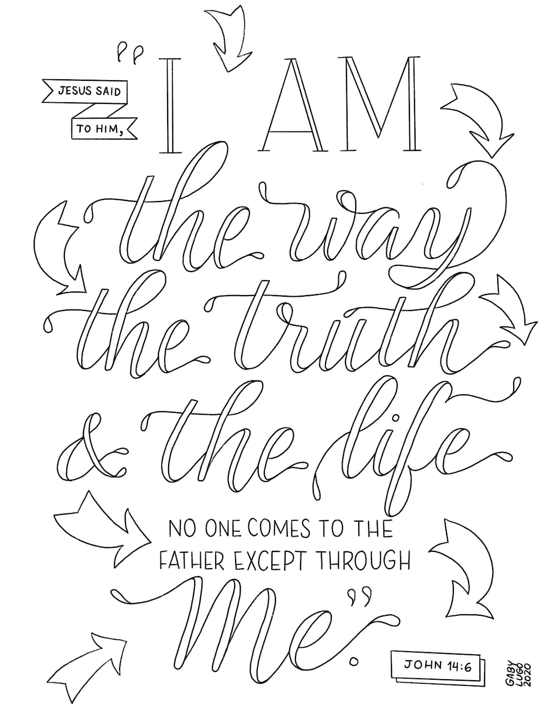 The Way, the Truth, the Life, John 14:6 Printable Coloring Page - Etsy