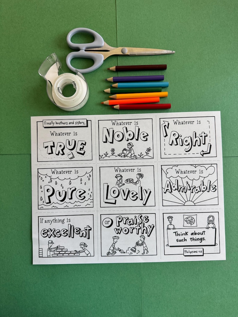Whatever Is… Philippians 4:8 Printable Coloring Page - Etsy