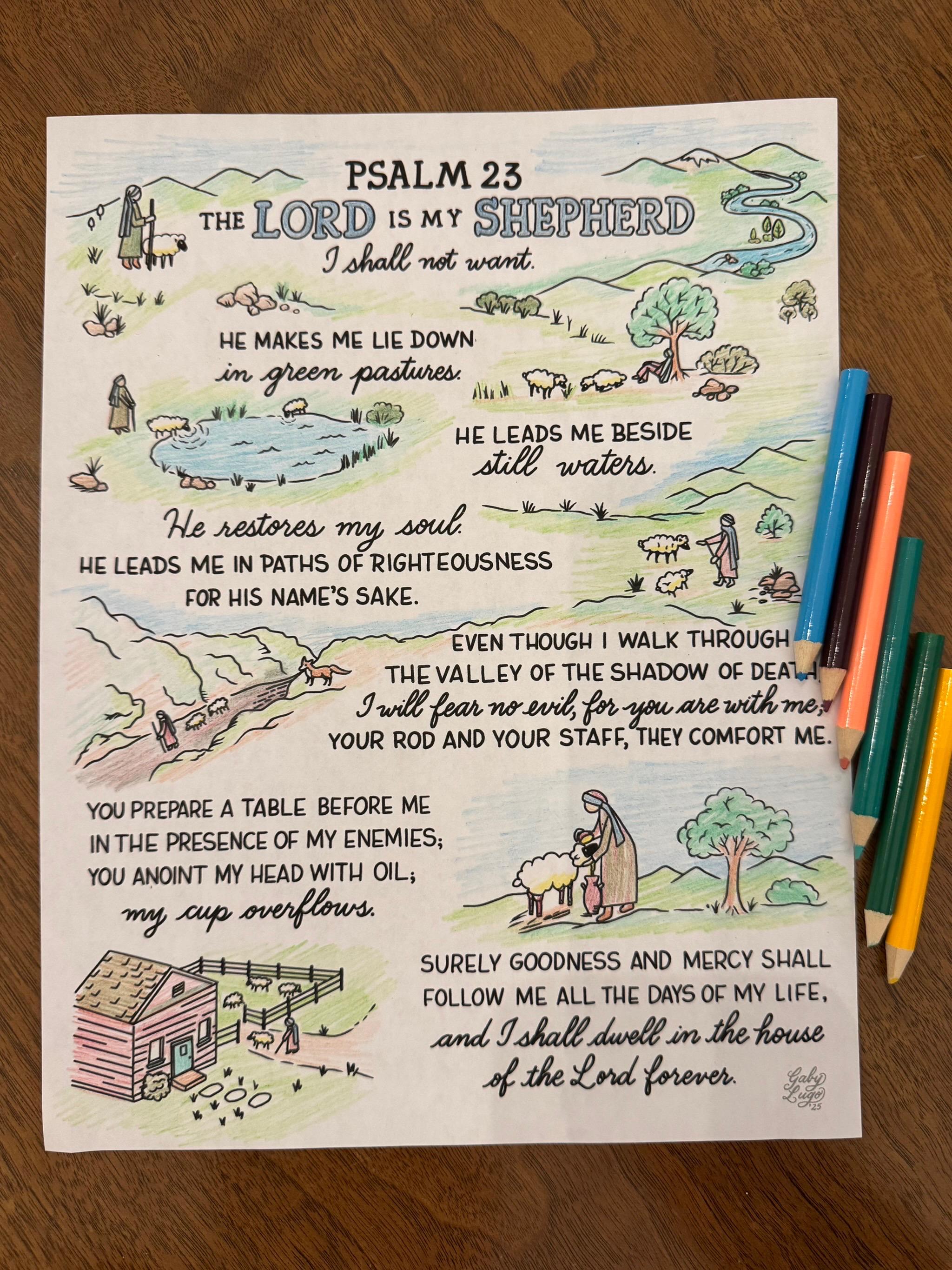 Psalm 23. the Lord is My Shepherd. Printable Coloring Page - Etsy