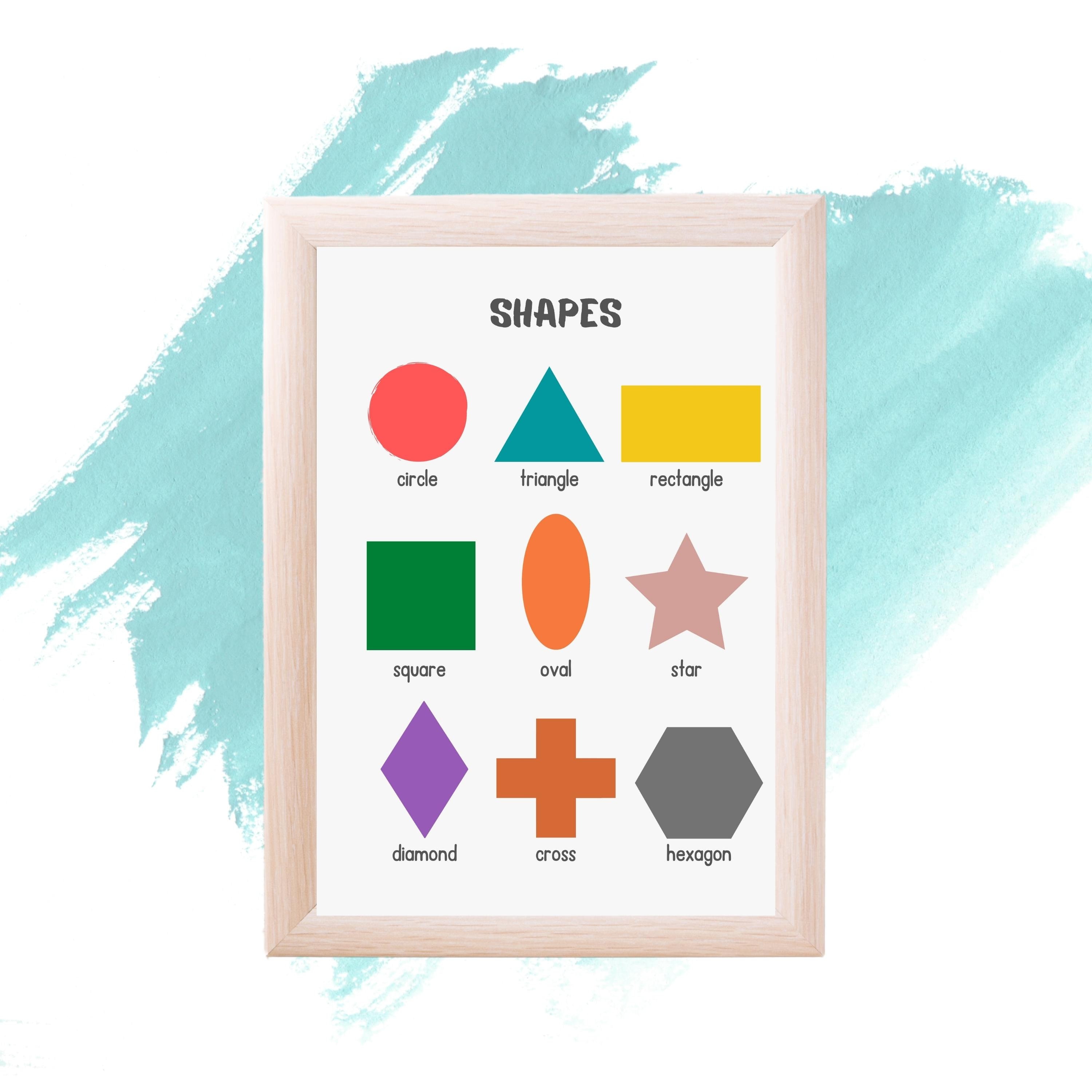 Geometric Shapes Print, Playroom Print, Home School, Pre-school ...