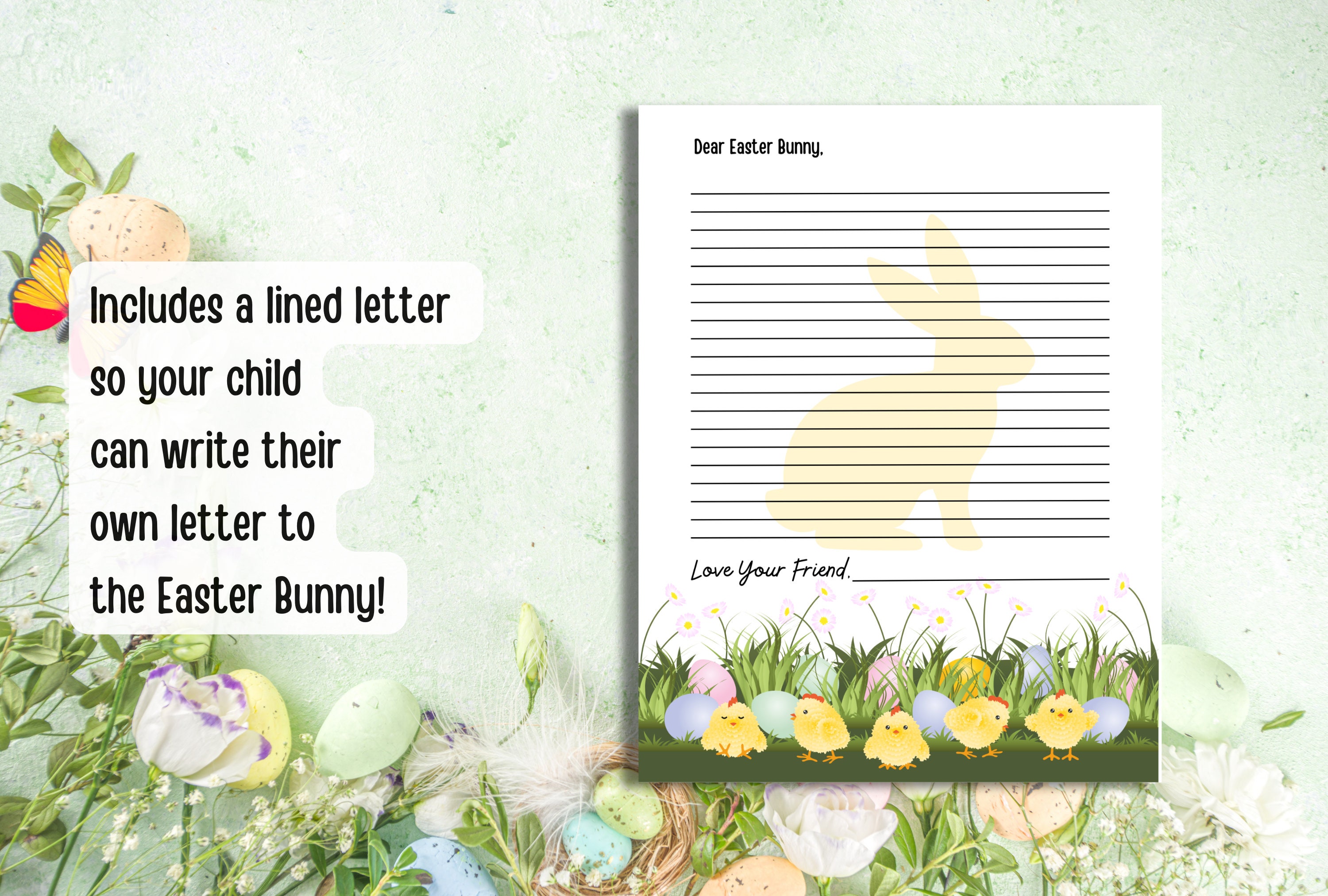 Editable Easter Bunny Letter Template Digital Download Canva Editable ...