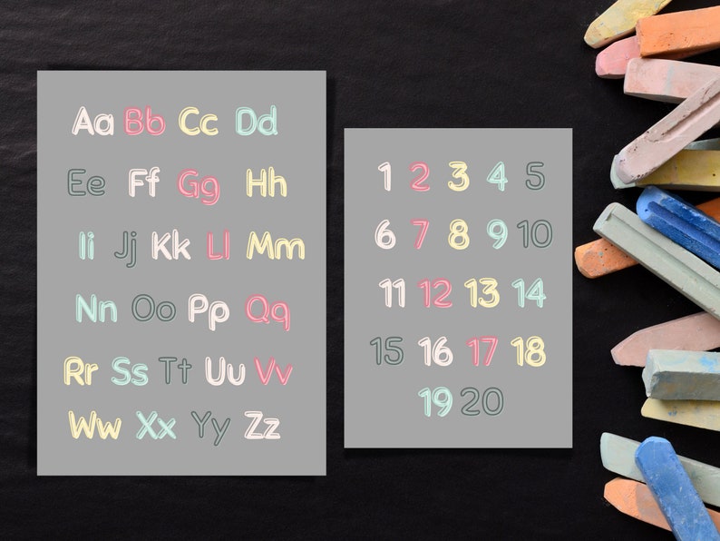 Alphabet and Number Posters, Classroom Poster, ABC Chart, 1-20 Number ...