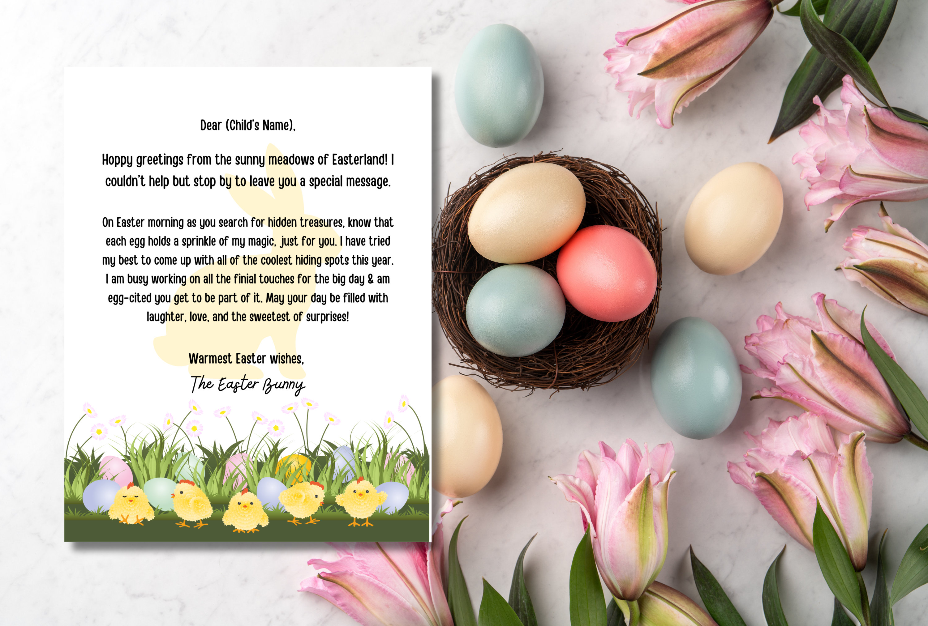 Editable Easter Bunny Letter Template Digital Download Canva Editable ...