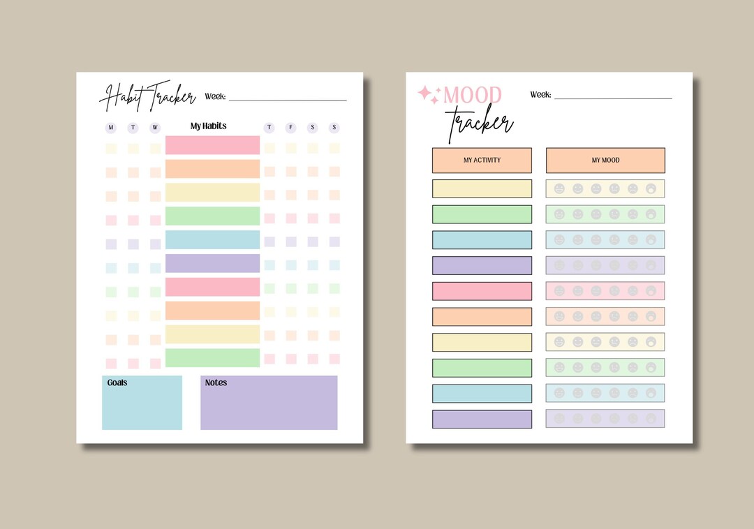 Printable Habit & Mood Tracker Template, Achieve Your Goals With Ease ...