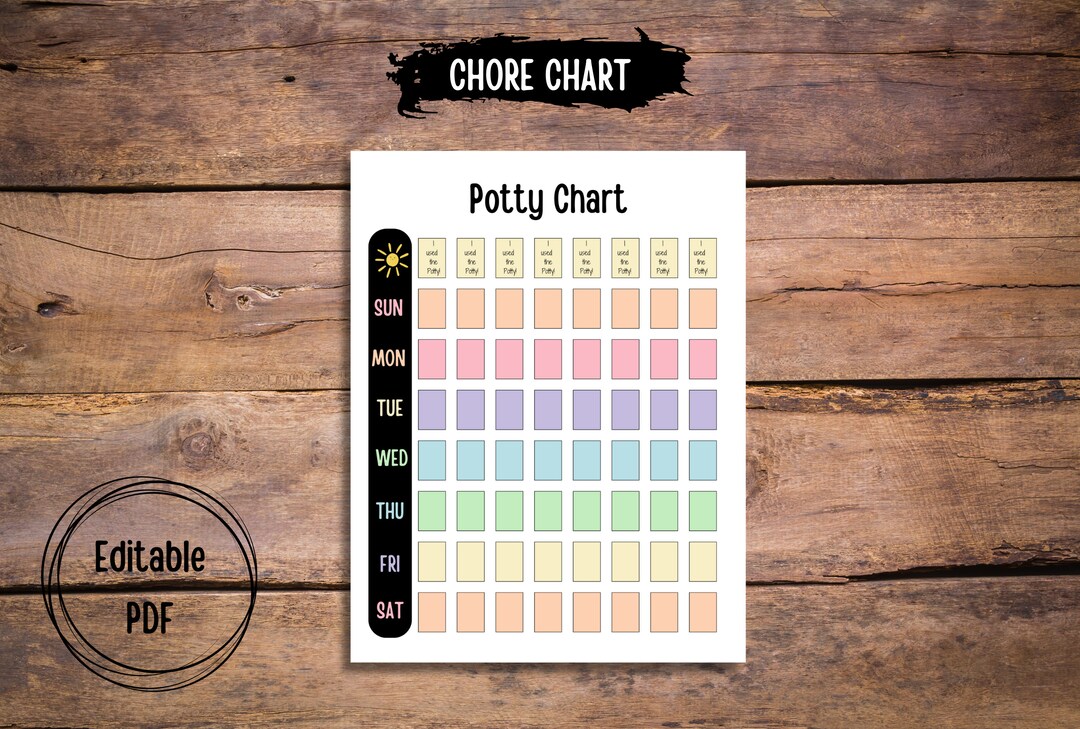 Potty Chart for Boys and Girls, Potty Training Chart, Rainbow, Potty ...