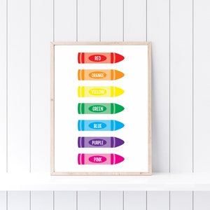 Learning Color Chart, Crayon Colors, Printable Color Chart, Classroom ...