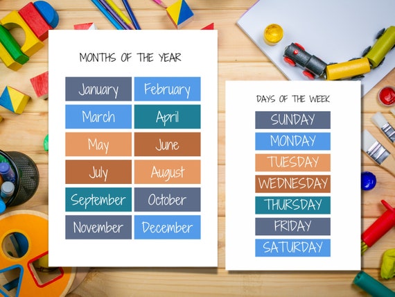 Months of the Year Days of the Week Printableeducational - Etsy