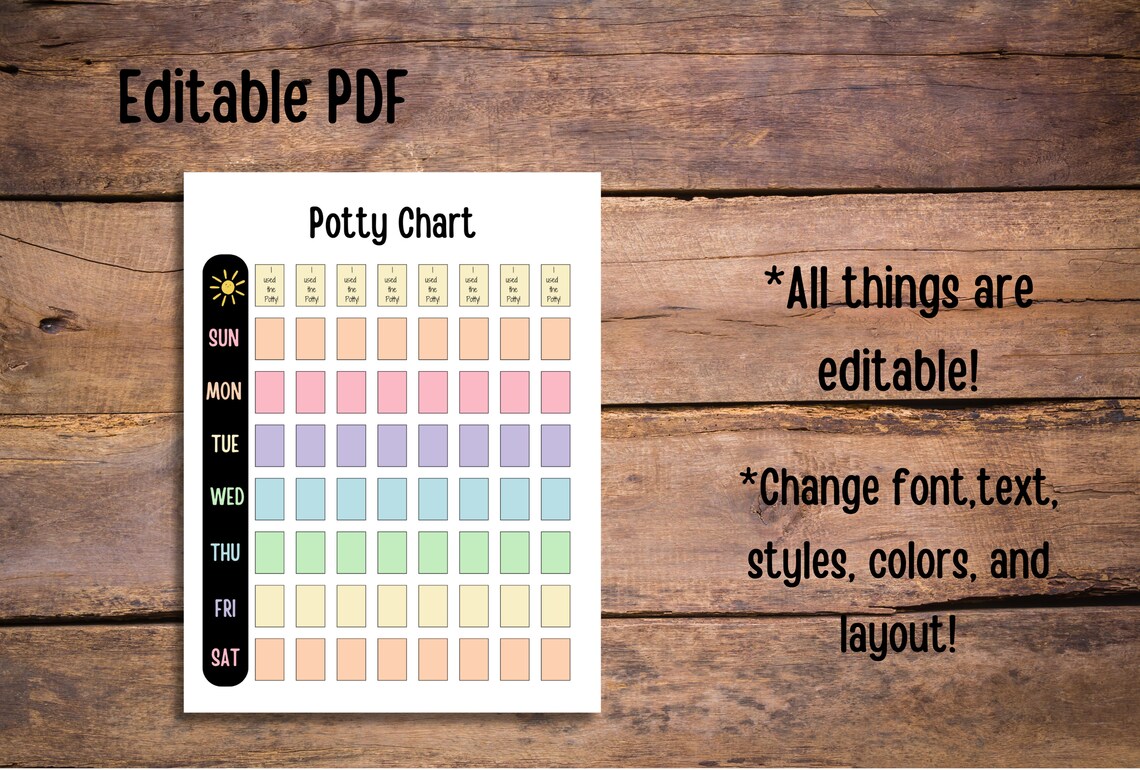 Potty Chart for Boys and Girls, Potty Training Chart, Rainbow, Potty ...