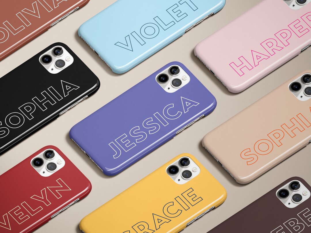 Custom Name Phone Case Personalized Name Retro Case Solid Colour ...