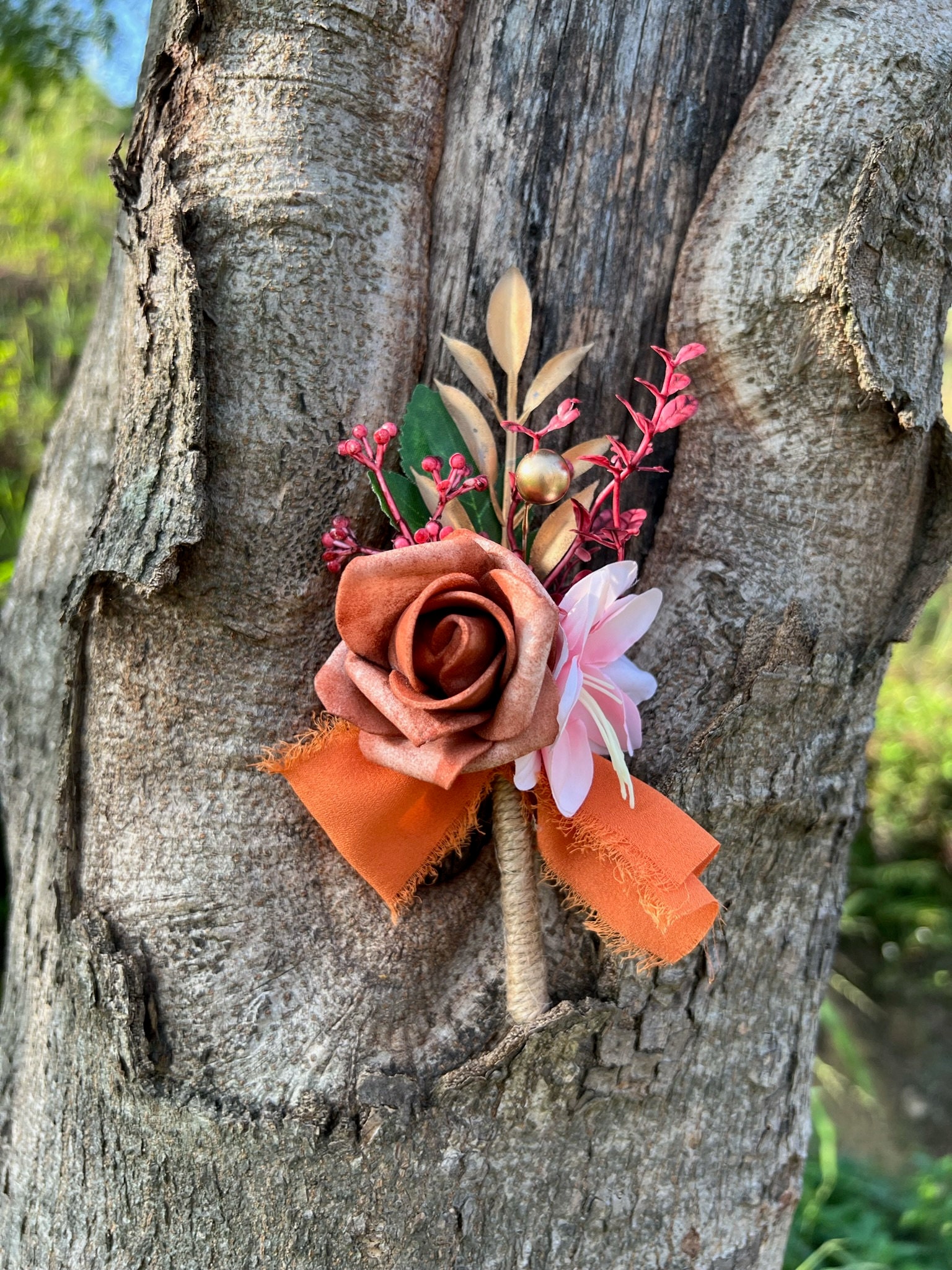 Terracotta Orange Buttonholes Pin Groom Groomsmen Ushers Father Fall ...