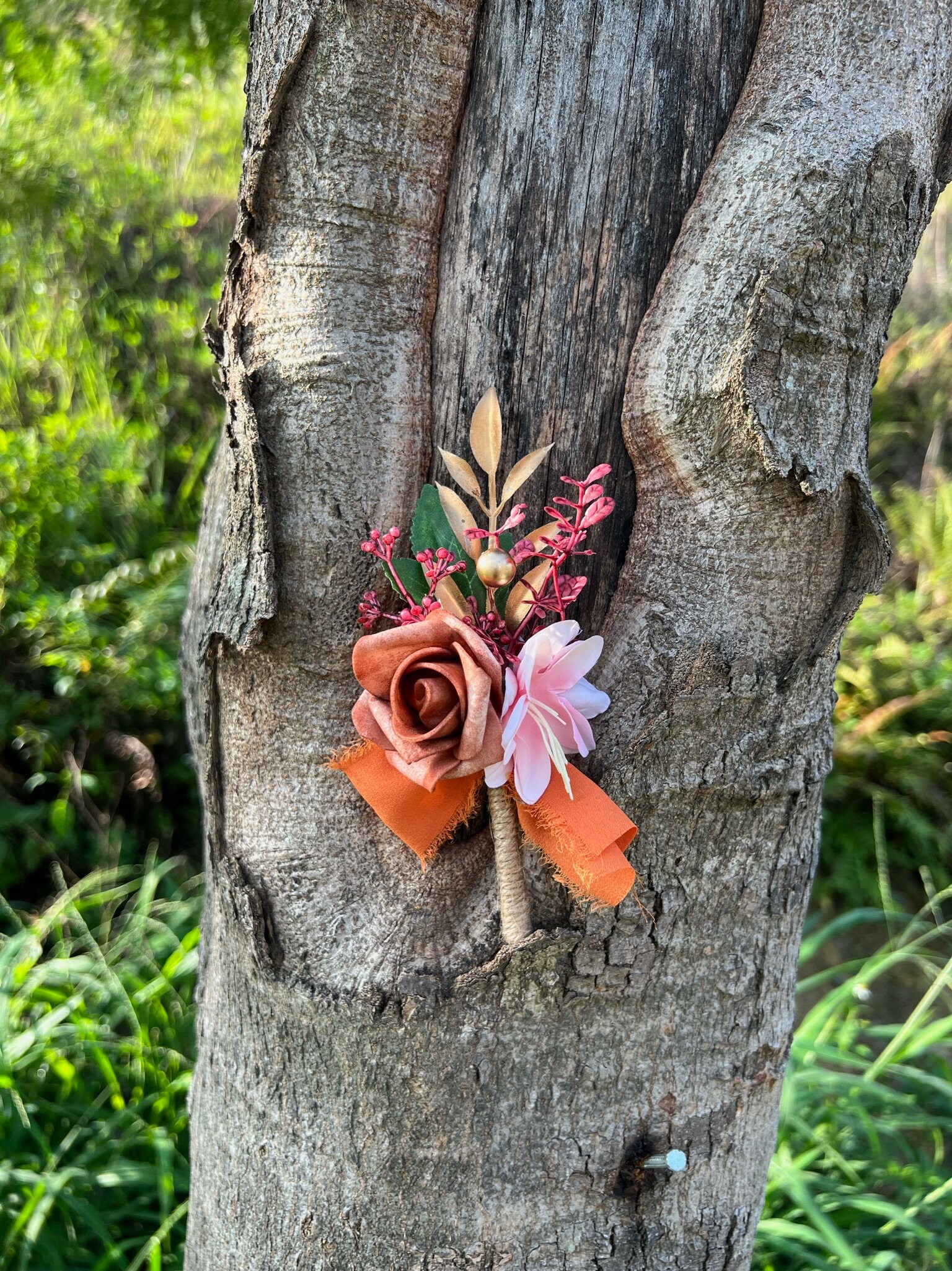 Terracotta Orange Buttonholes Pin Groom Groomsmen Ushers Father Fall ...