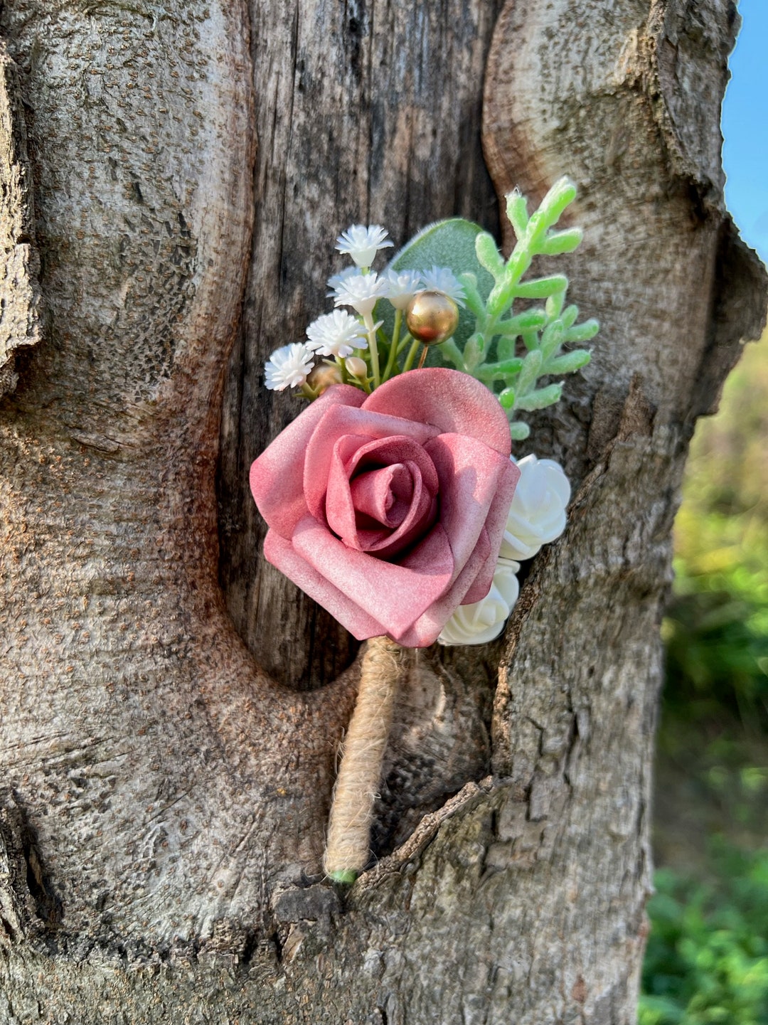 Rose Gold Buttonholes Groom Groomsmen Ushers Pin Spring Summer ...