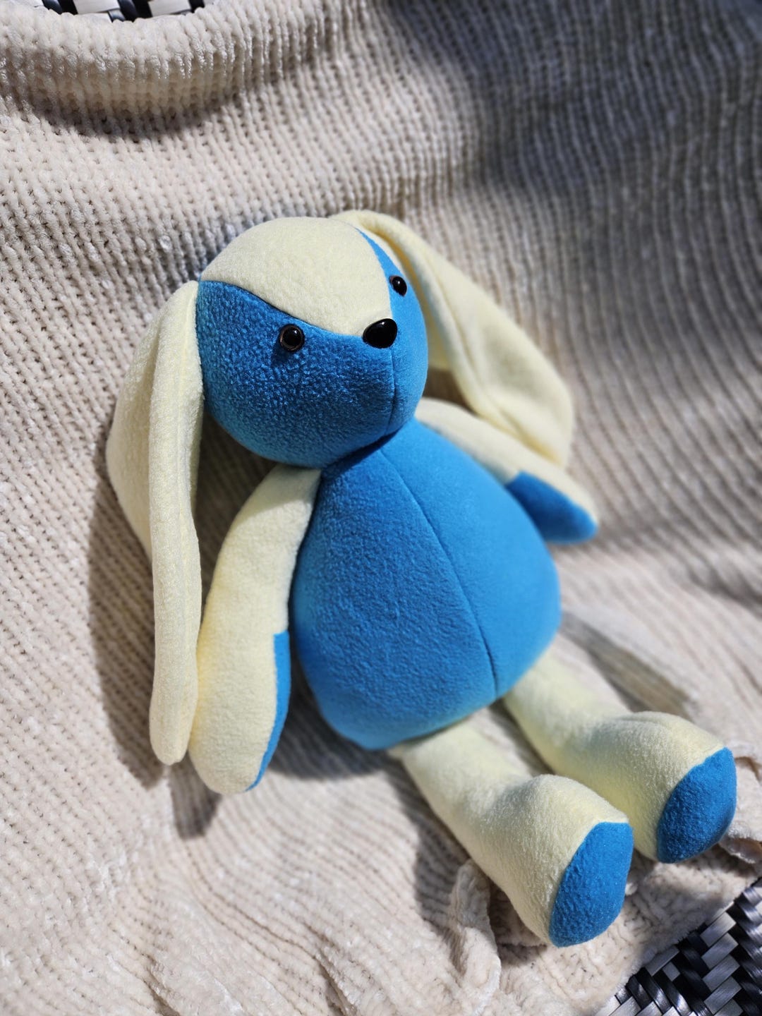 Blue-yellow Stuffed Bunny Rabbit, Stuffed Toy Animal, Handmade, Plush ...