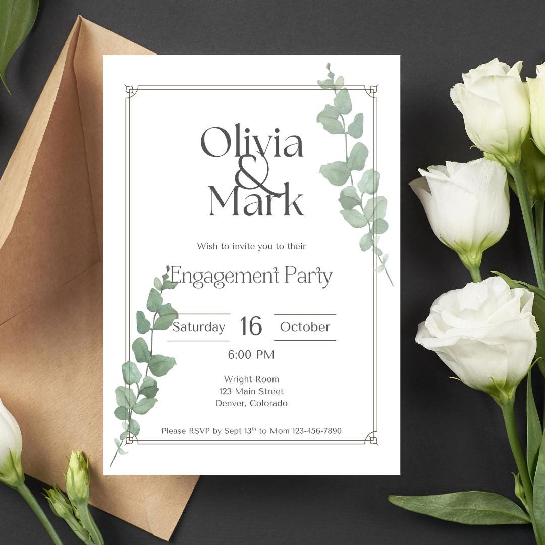 Minimalist Floral Engagement Party Invitation - Etsy
