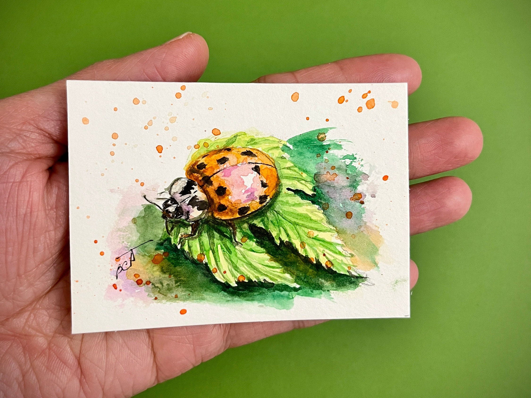 Ladybug Watercolor Original, Small Art, Tiny Art, Insect Art, Insect ...