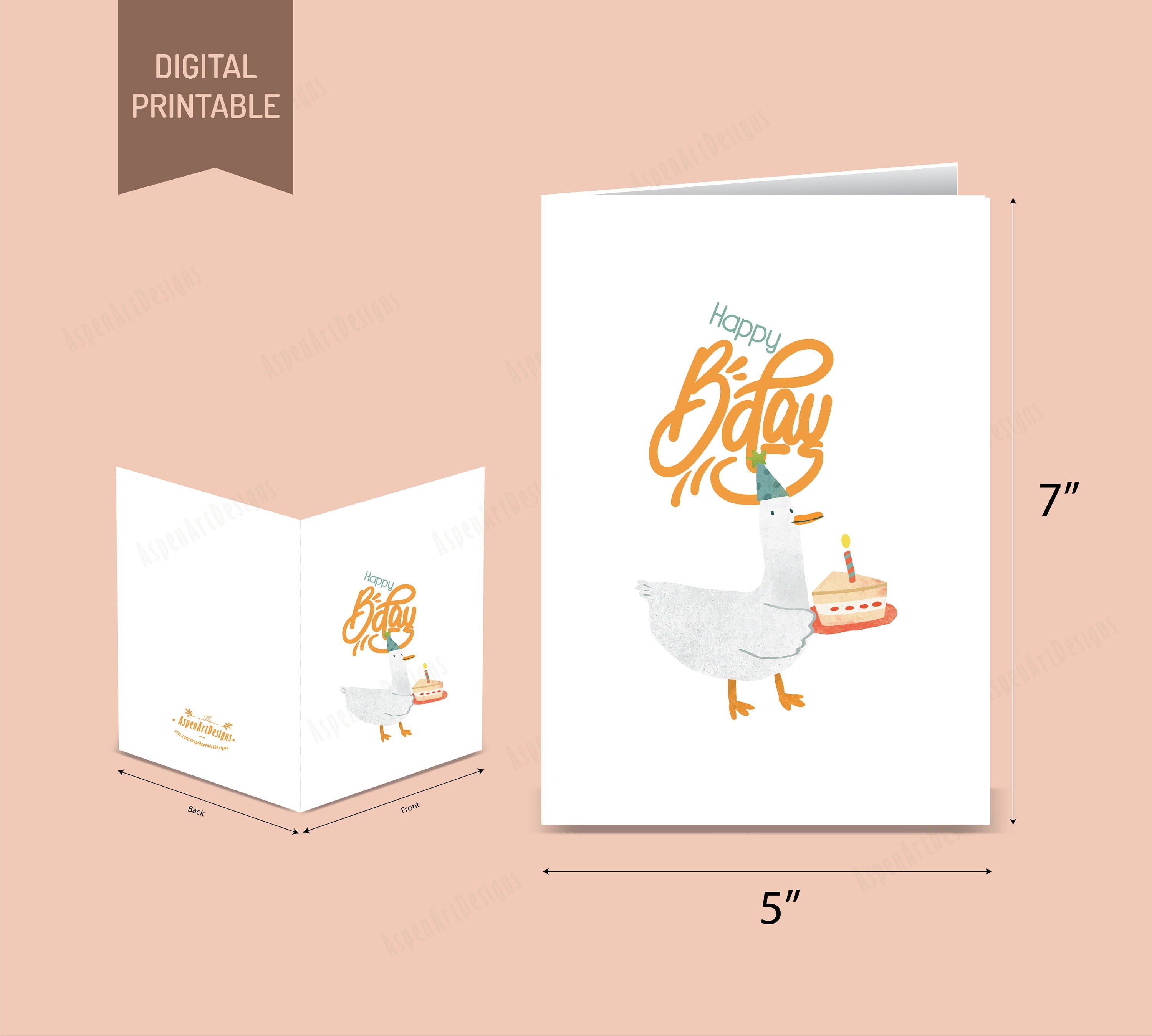 Printable Duck Birthday Card Duck Birthday Card Printable - Etsy