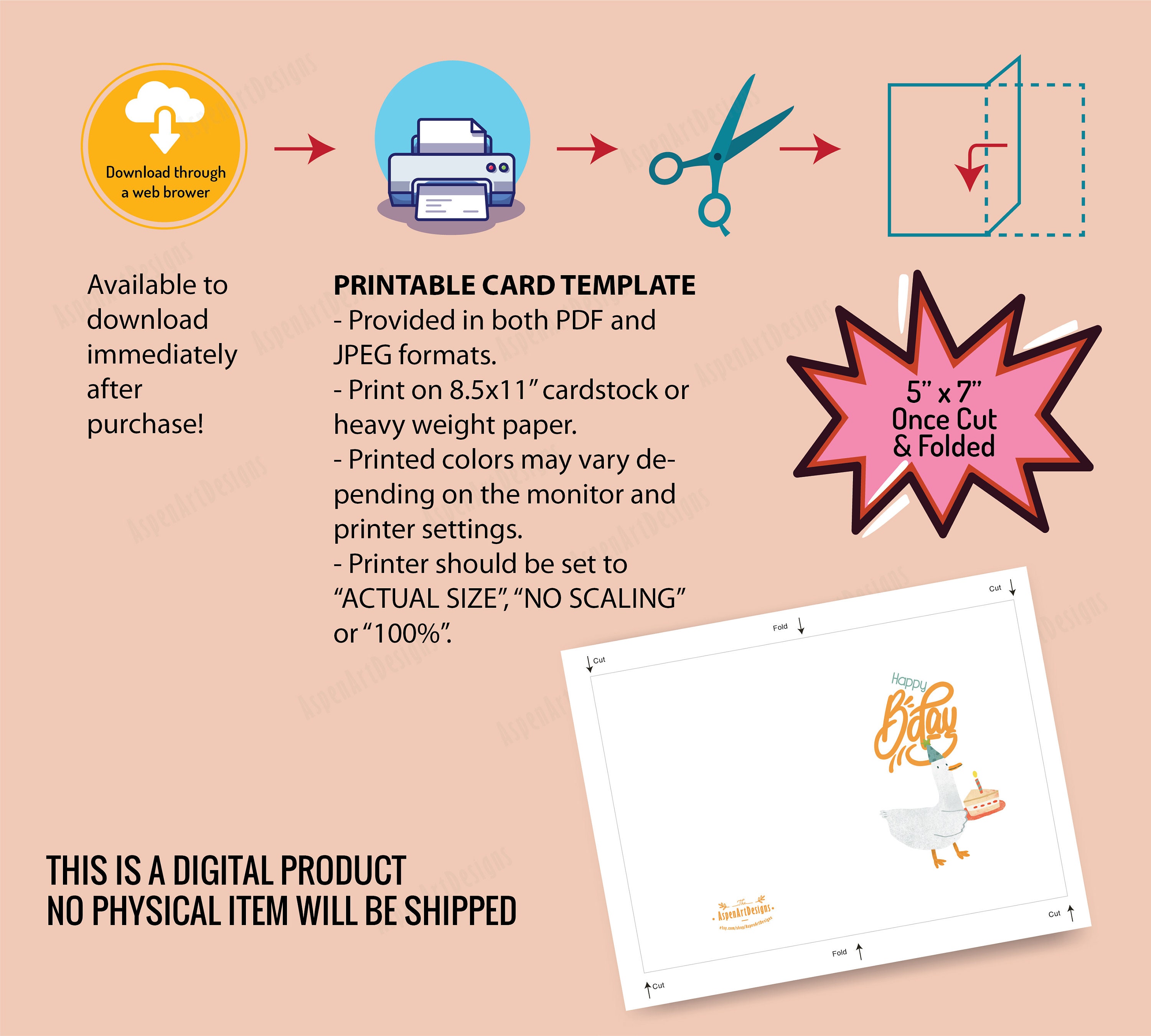 Printable Duck Birthday Card Duck Birthday Card Printable - Etsy