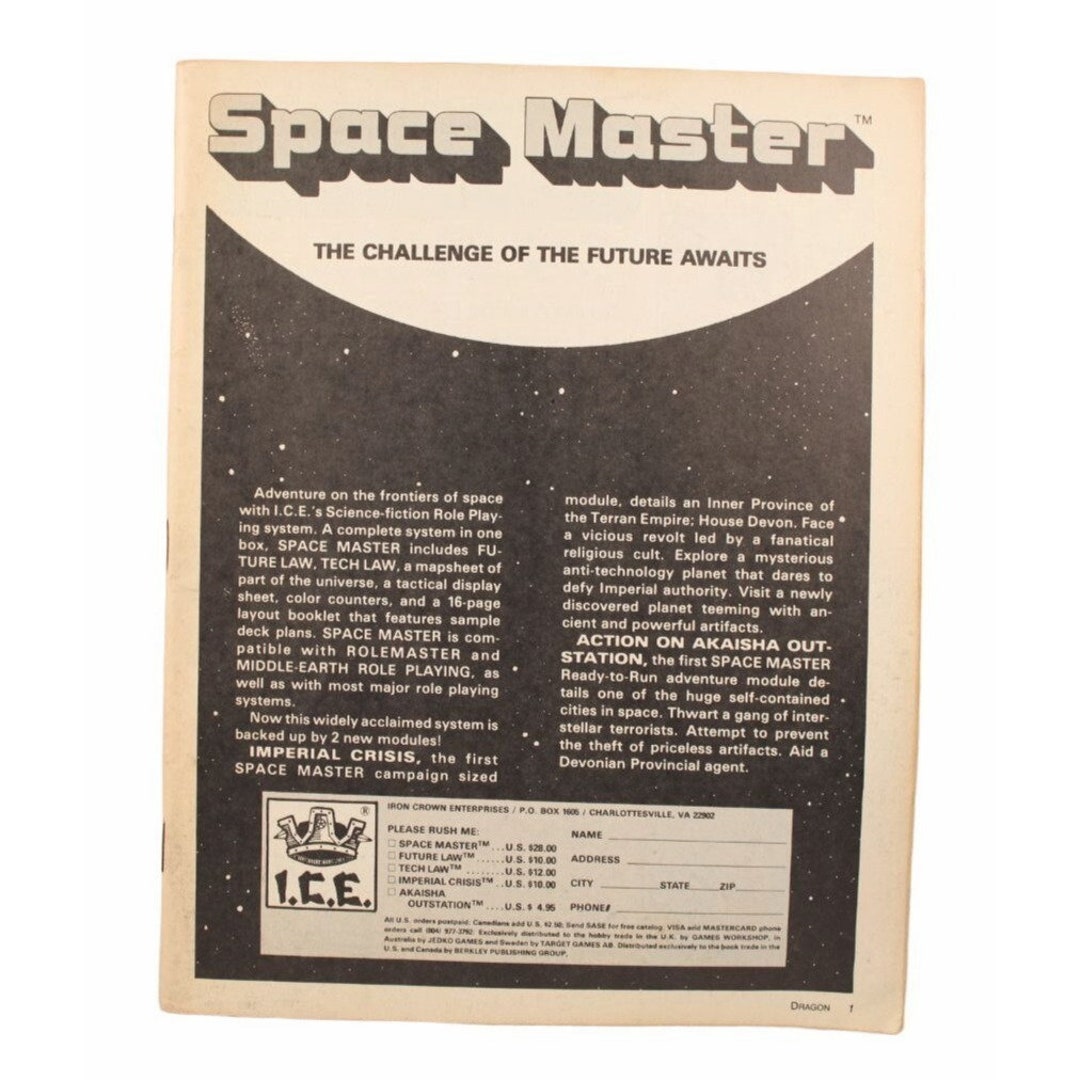 Dragon #105 Vintage 80's Role Playing Magazine December 1985 - Etsy