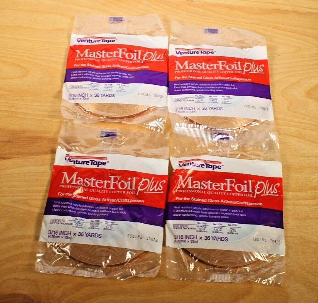 4 Rolls of Venture Tape Master Foil Plus for Stained Glass Art 3/16 X ...