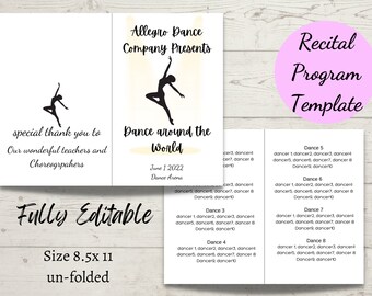 Dance Recital Program Template - Etsy